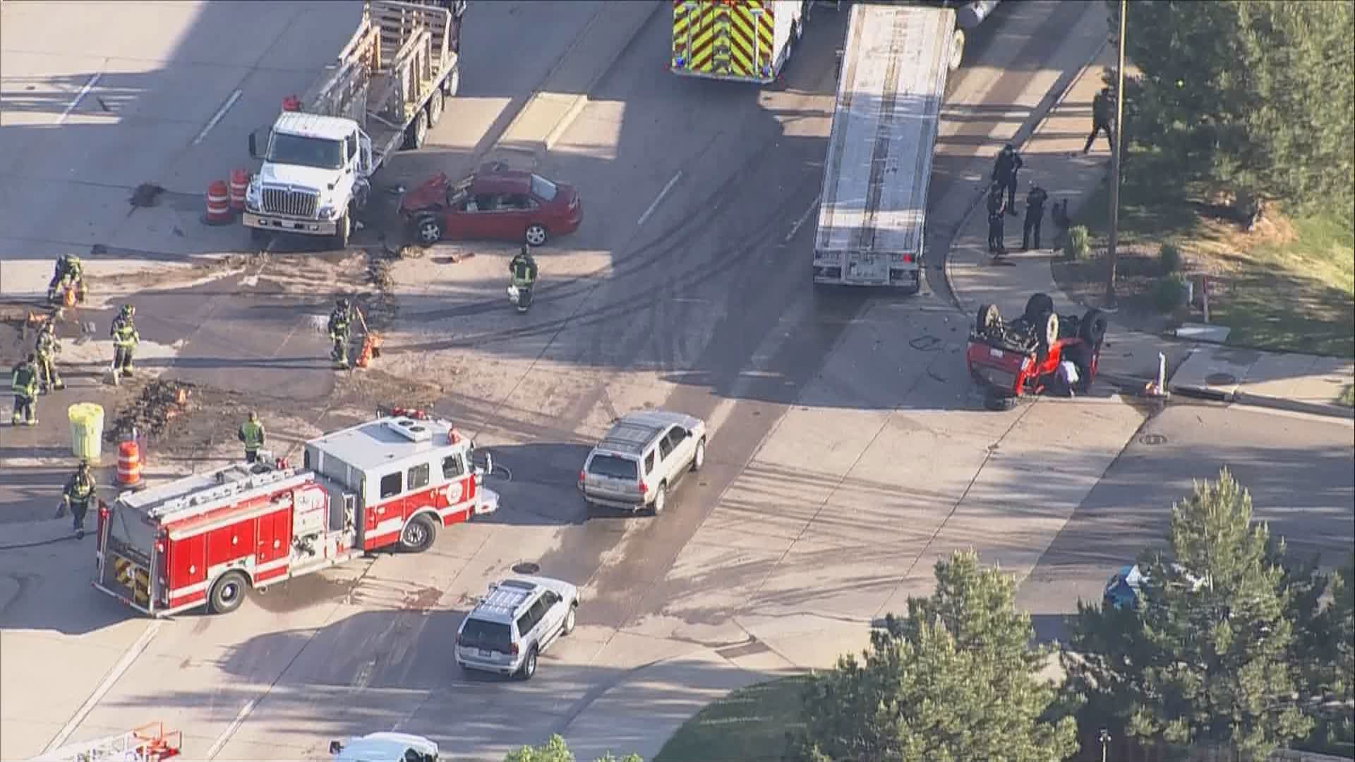 Fuel spill contained after injury crash in Aurora | 9news.com