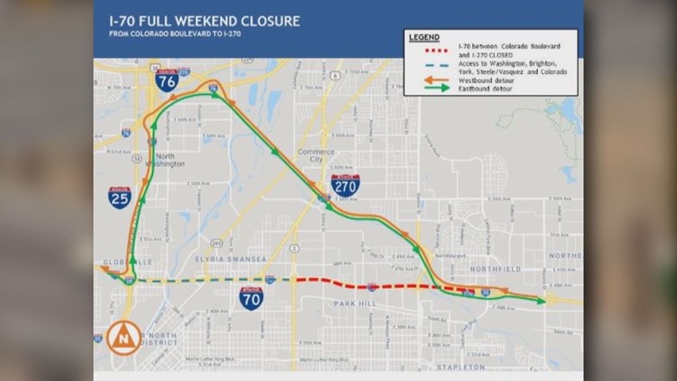 Part of I-70 through Denver will be closed in both directions this ...
