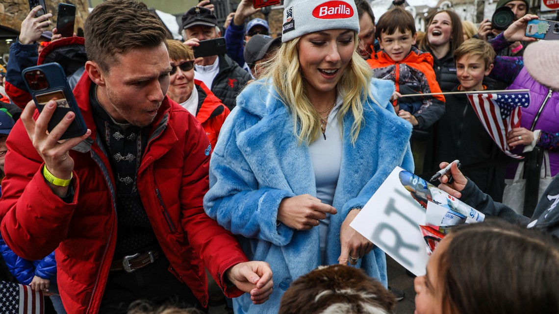Mikaela Shiffrin welcomed home to Vail with celebration | 9news.com