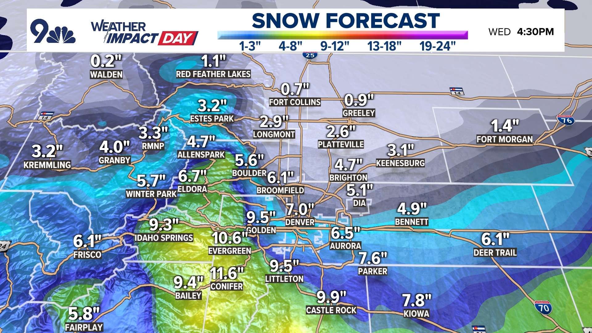 Heavy snow falls in Colorado, more snow in Denver forecast | 9news.com