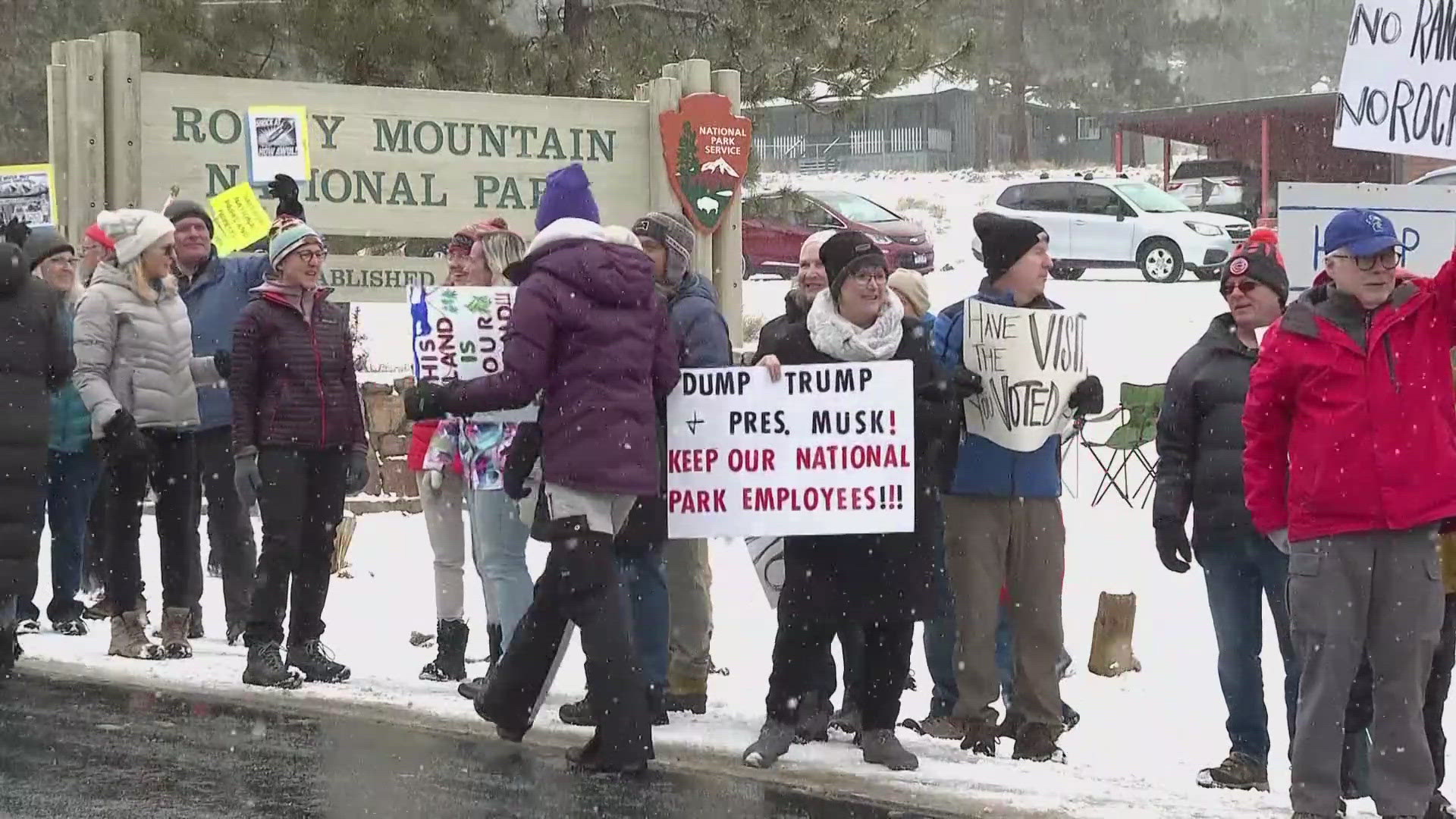 Hundreds of Coloradans gather outside of RMNP protesting national ...