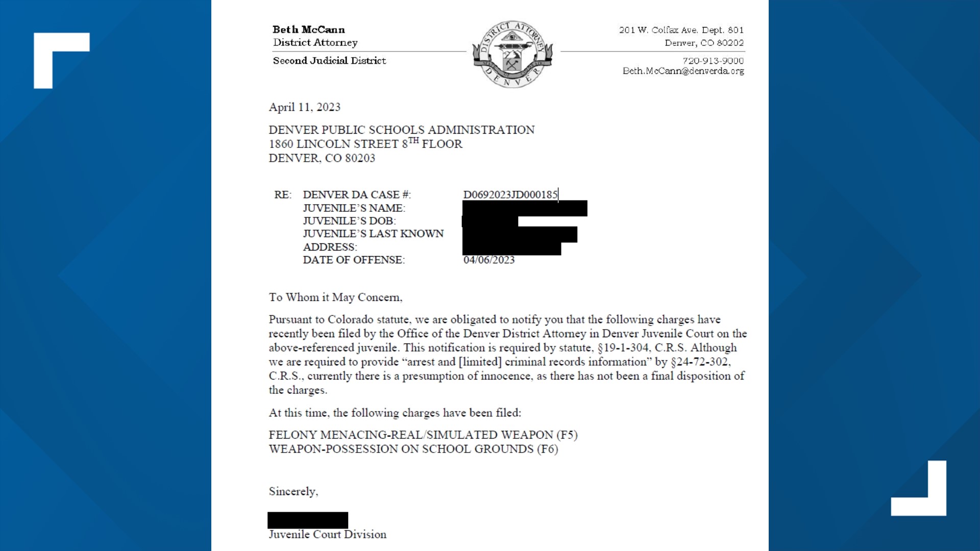 11-year-old student charged with bringing knife to school | 9news.com