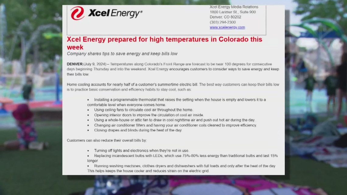 Xcel offers 'common sense' tips to save money during extreme heat | 9news.com