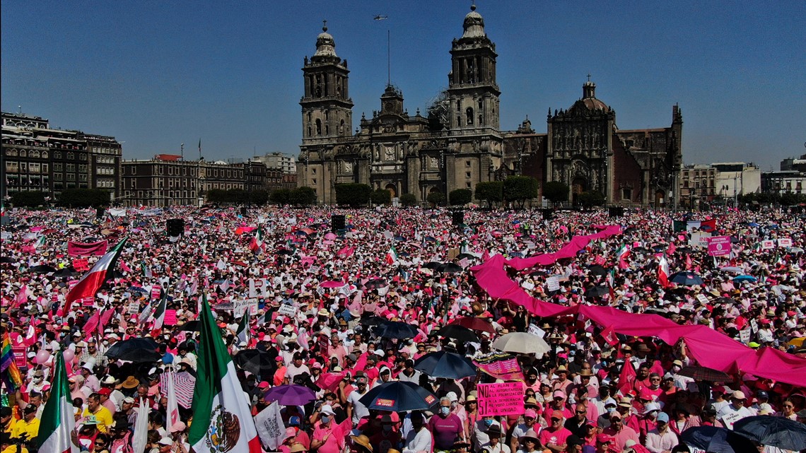 Tens of thousands of people protest Mexico electoral reforms | 9news.com