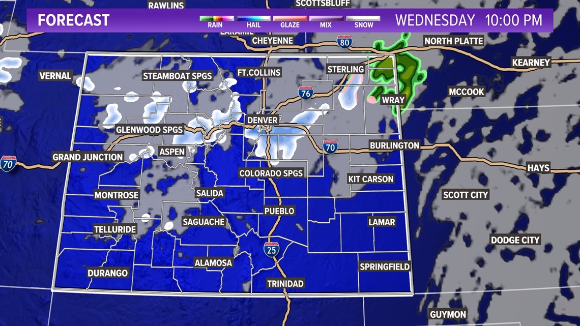 Snow, rain showers expected Wednesday in Colorado | 9news.com