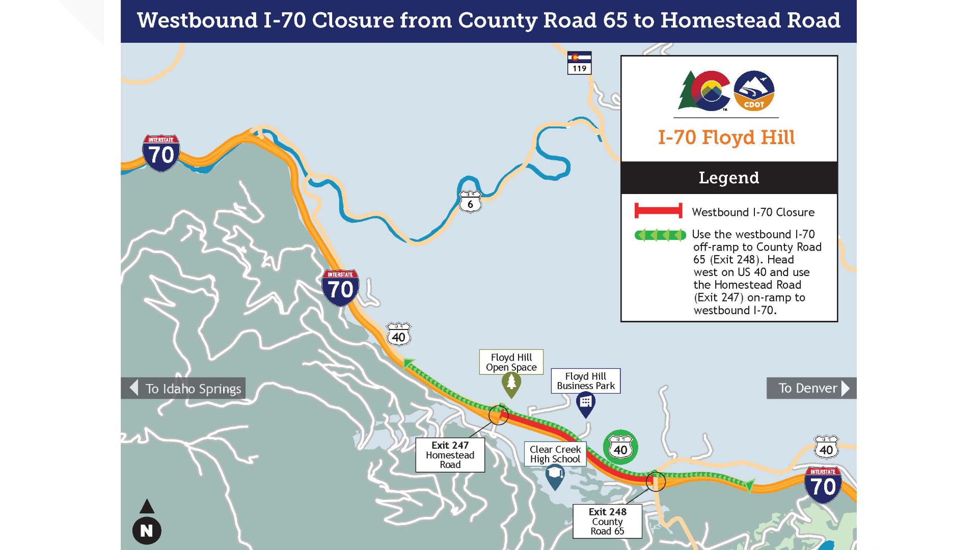 Westbound I-70 at Floyd Hill to be closed overnight | 9news.com