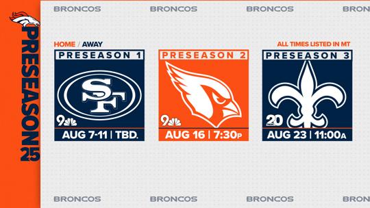 Denver Broncos 2025 Regular Season NFL Schedule | 9news.com