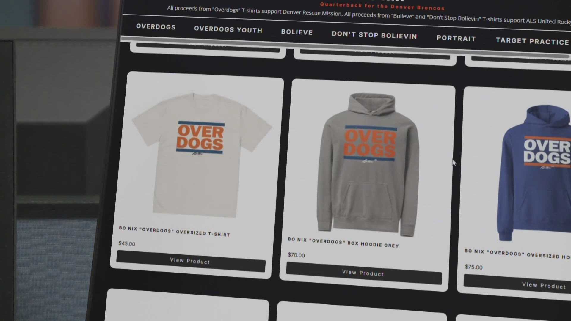 Bo Nix 'Overdogs' shirts aid Denver homeless as Broncos soar | 9news.com