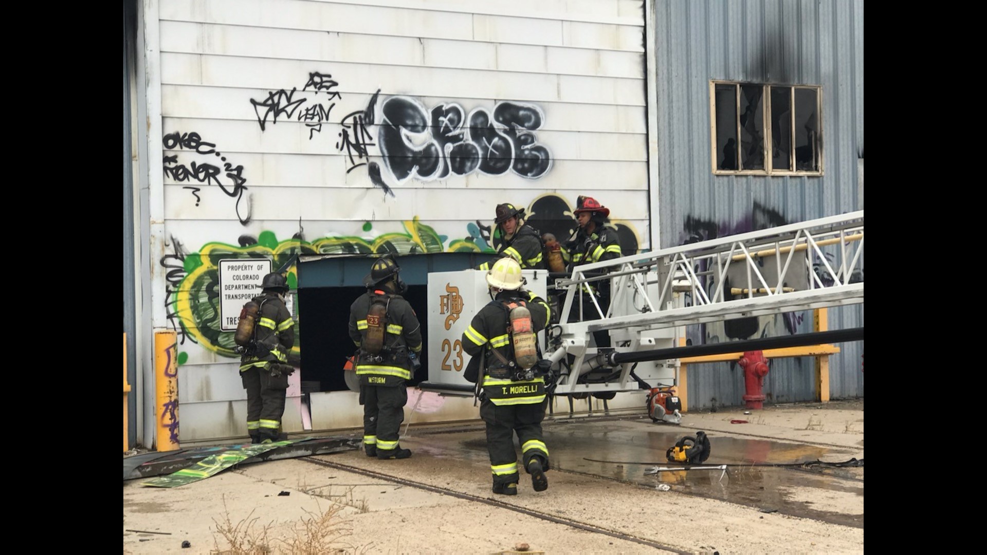 Fire burning in commercial building near Denver rail yard | 9news.com