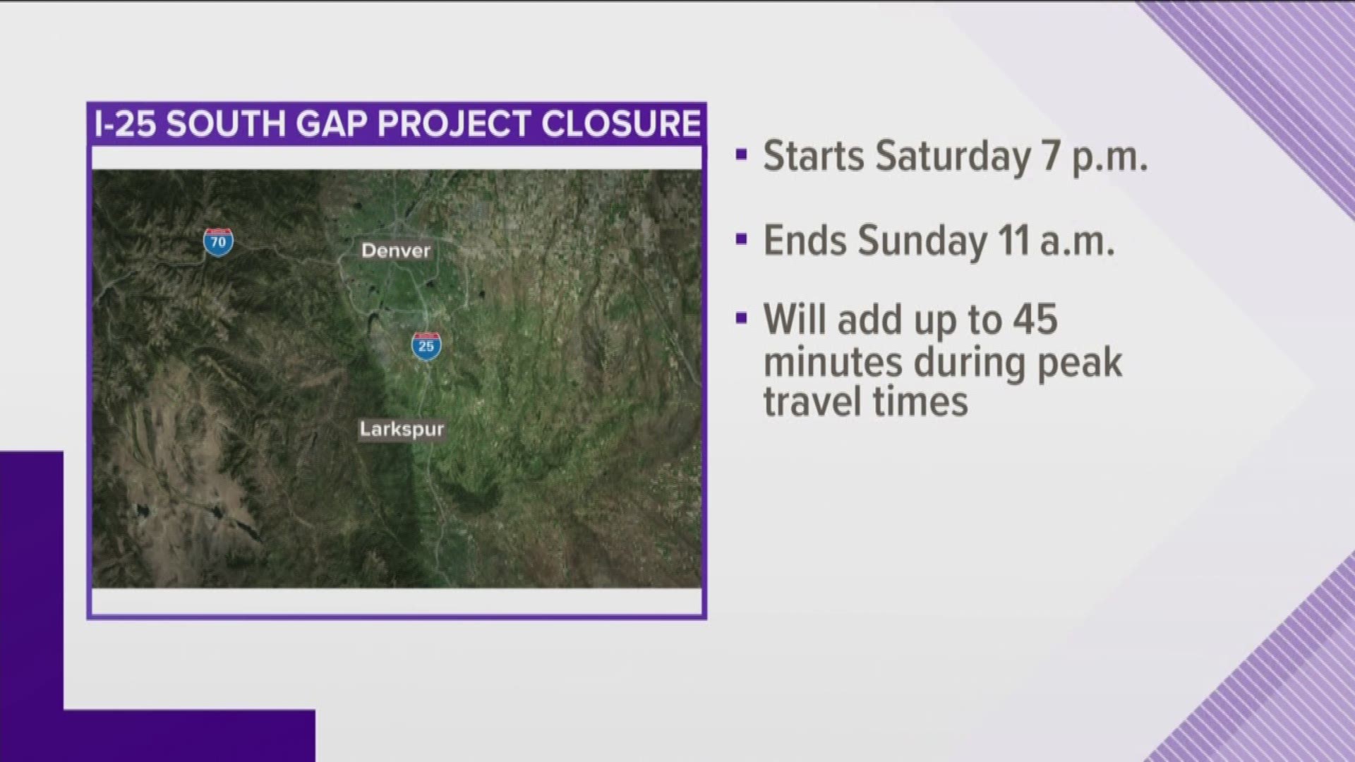 Full closure of I-25 near Larkspur coming this weekend | 9news.com