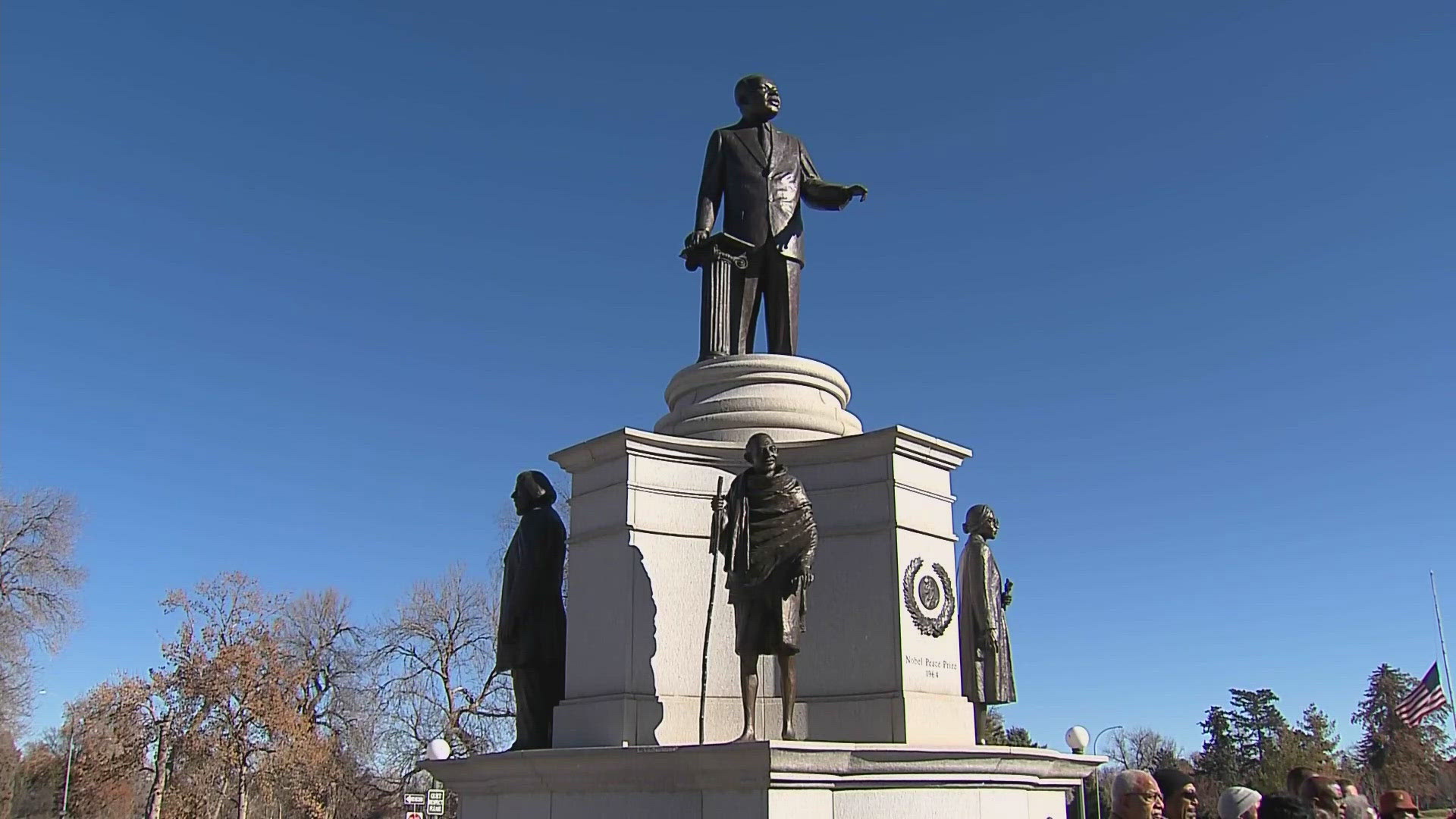 MLK Memorial statue rededicated after it was vandalized last year ...