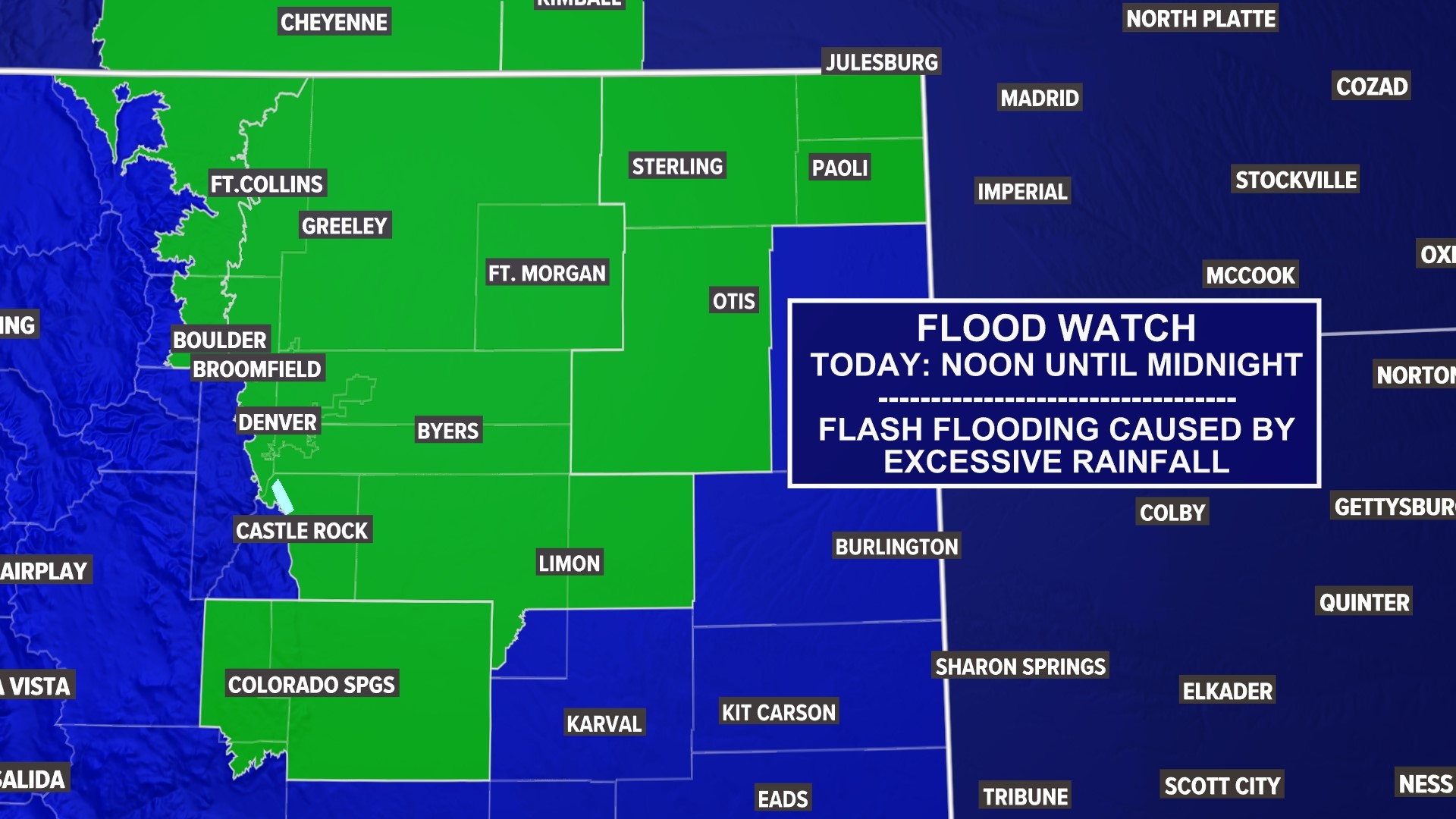 Flash Flood Watch for I-25 corridor, eastern plains Tuesday | 9news.com
