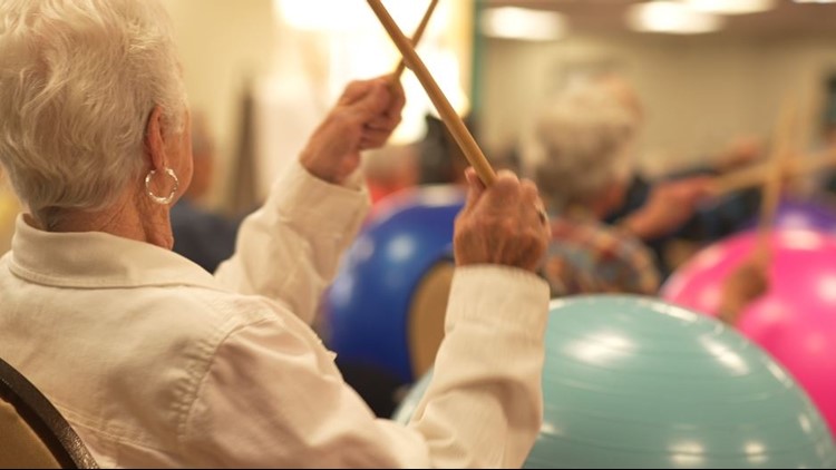 Retirement community hosts drumming class for residents | 9news.com