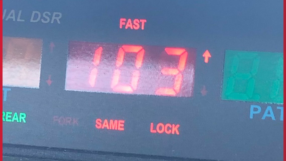 CSP shares photo of driver going 103 mph in construction zone | 9news.com