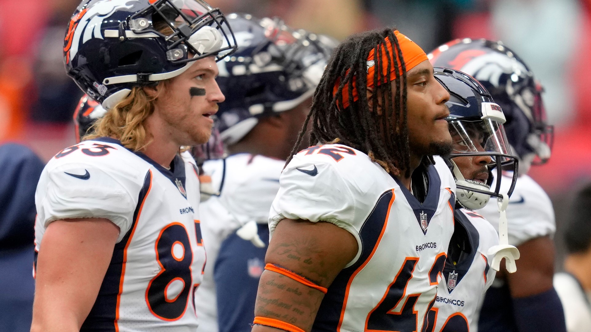 Denver Broncos orange-blue stripe uniform combo returns vs Titans ...