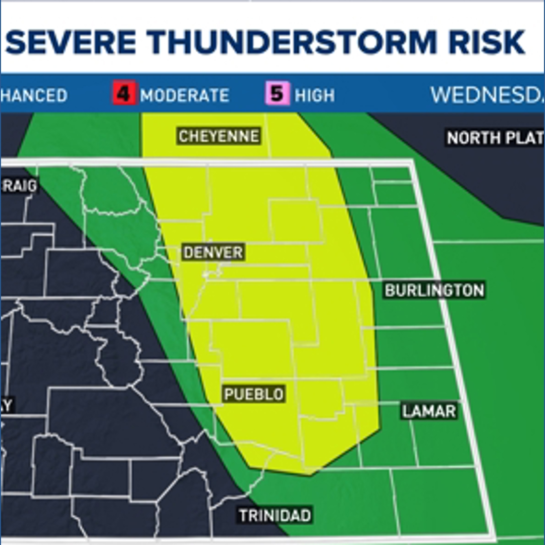 Weather Impact Alert due to Wednesday afternoon storms, possible large hail | 9news.com