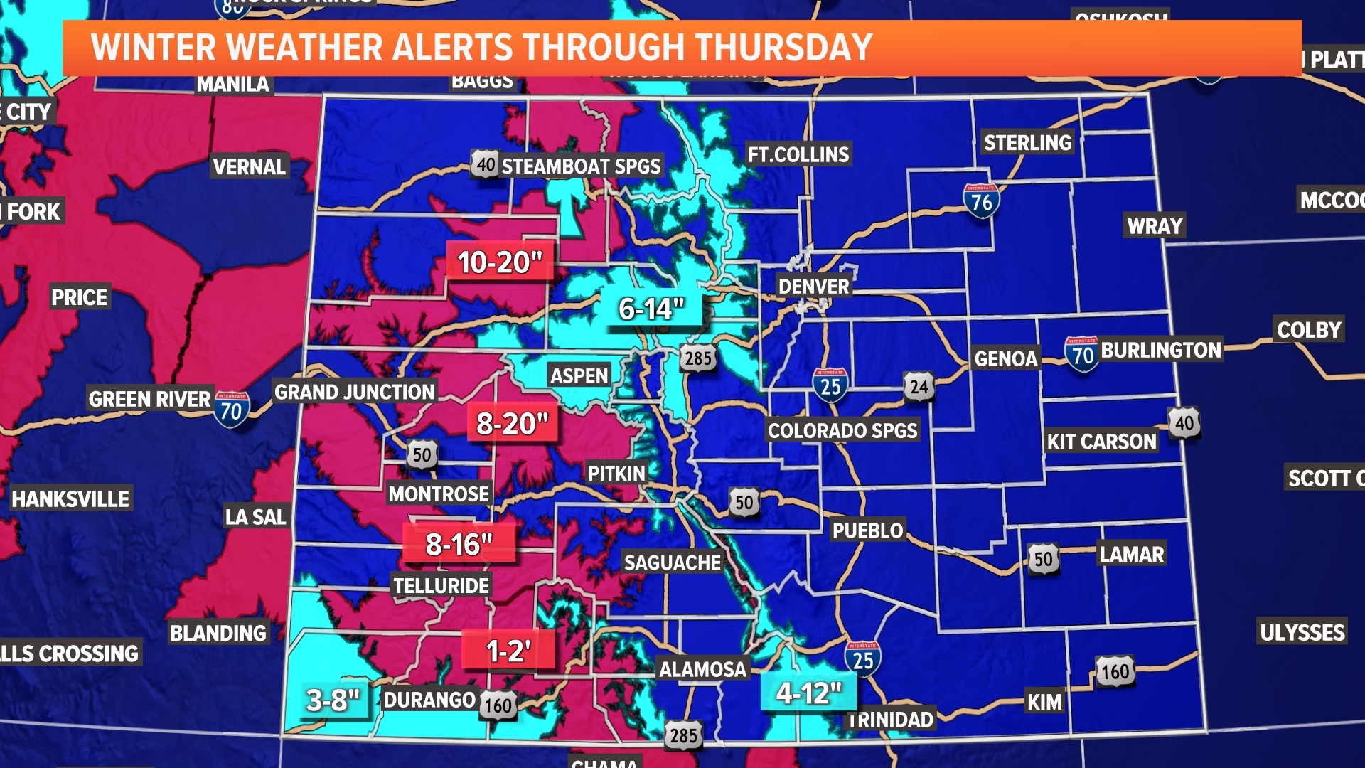 Heavy mountain snow and spotty plains storms, Wednesday | 9news.com