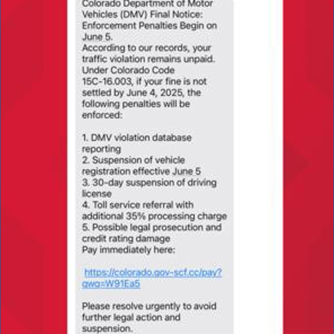Colorado DMV warn of scam texts claiming driving violations, unpaid ...