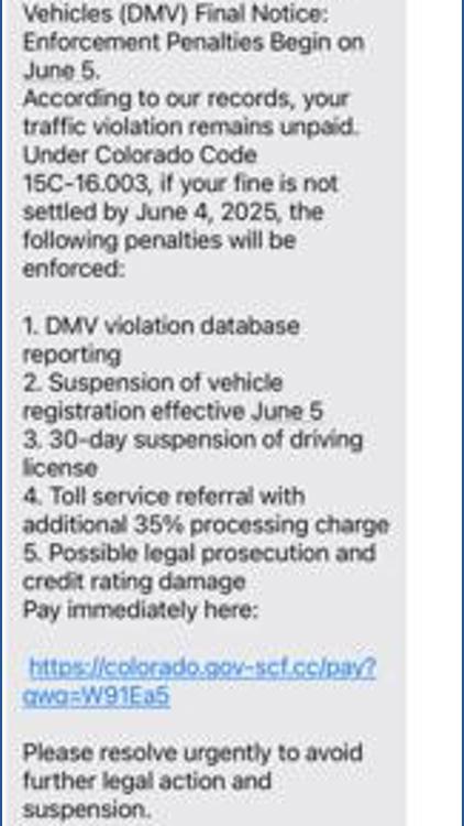 Colorado DMV warn of scam texts claiming driving violations, unpaid ...