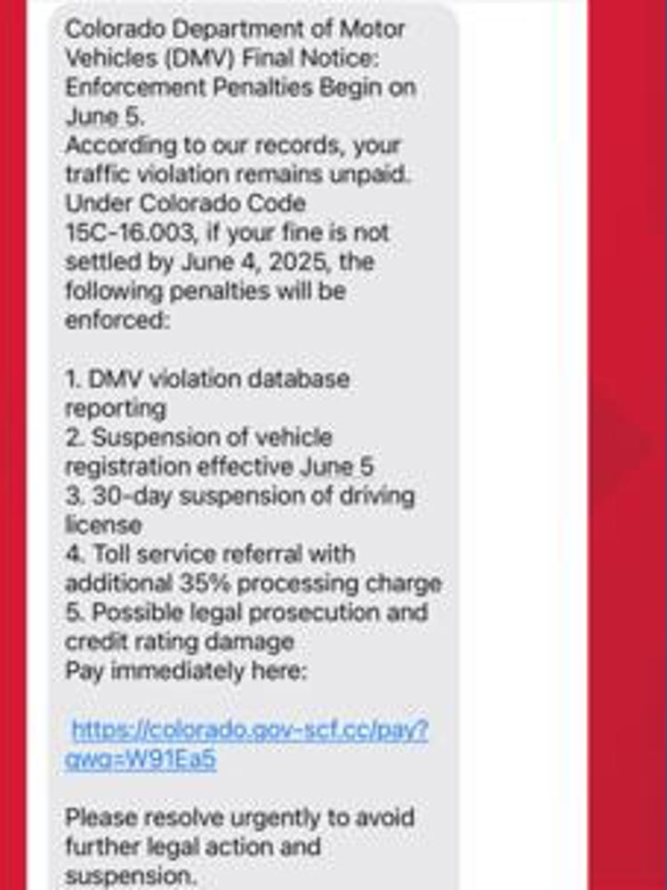 Colorado DMV warn of scam texts claiming driving violations, unpaid ...