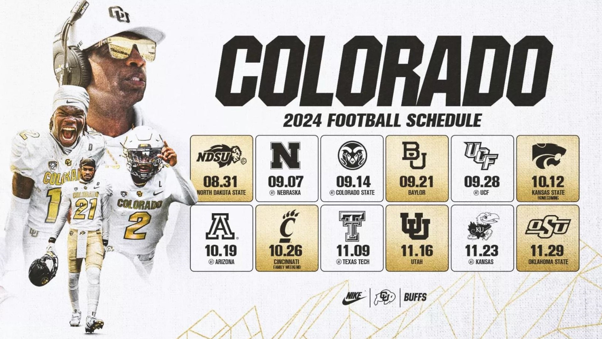 Colorado Buffaloes 2024 football schedule: Deion Sanders' Year 2 ...