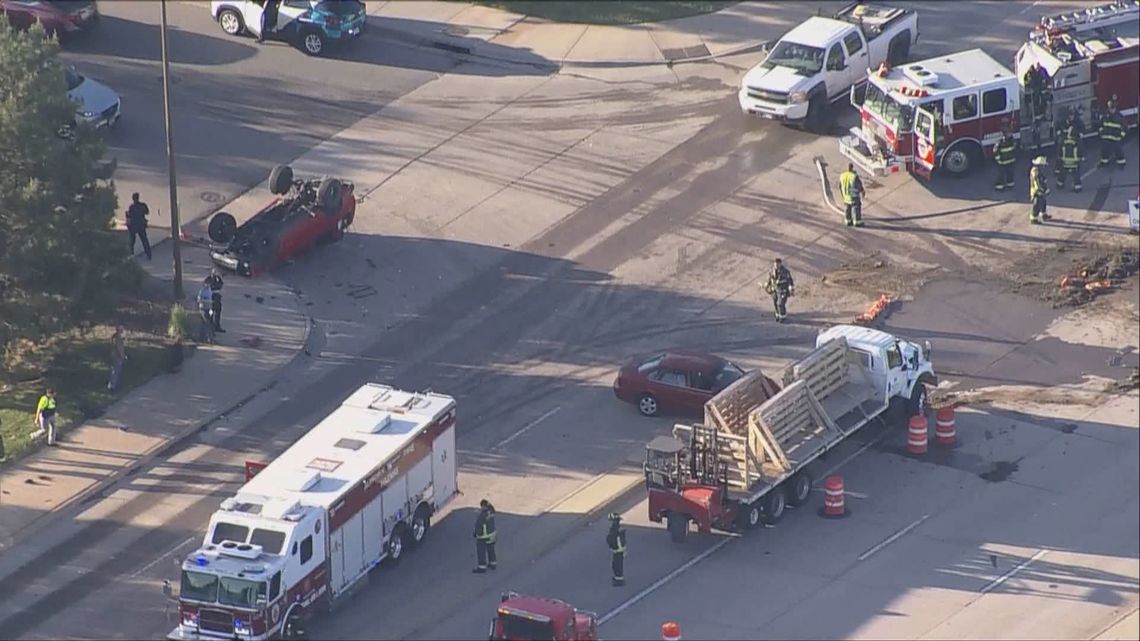 Fuel spill contained after injury crash in Aurora | 9news.com