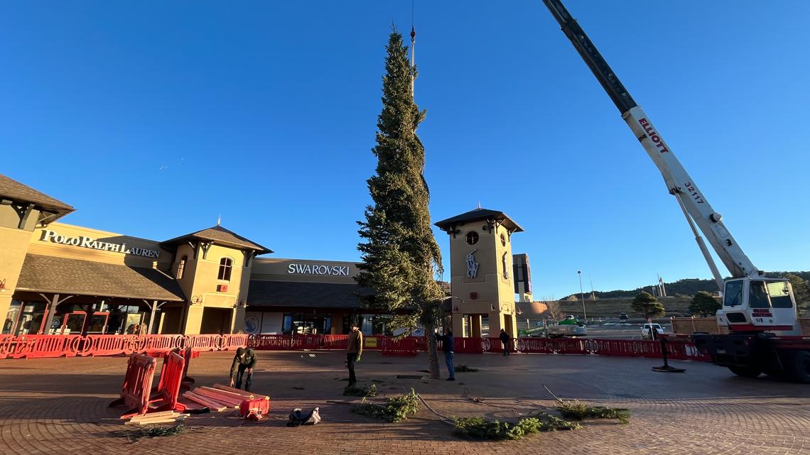 Outlets at Castle Rock lights pretty 55-foot Christmas tree | 9news.com