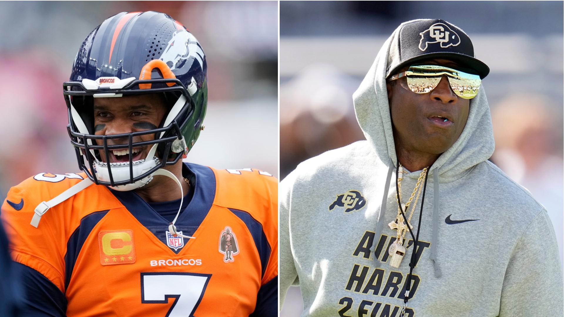 Broncos' Russell Wilson wears Deion Sanders Halloween costume | 9news.com