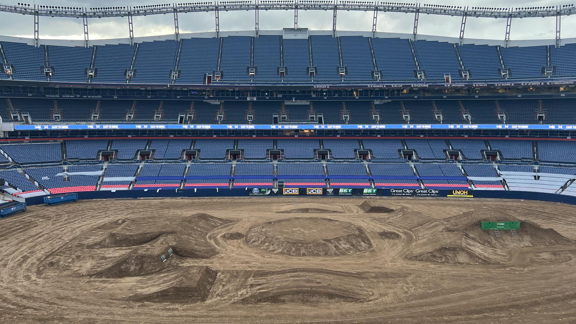 Denver stadium begins dirt transformation for Monster Jam tour | 9news.com