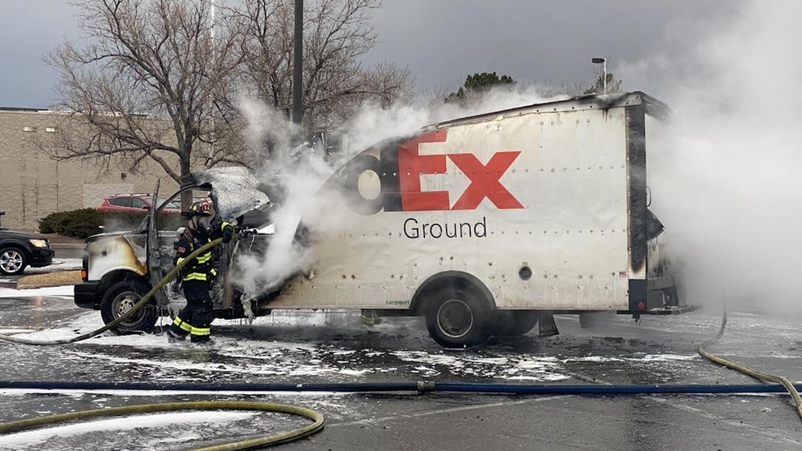FedEx truck becomes engulfed in flames in Aurora | 9news.com