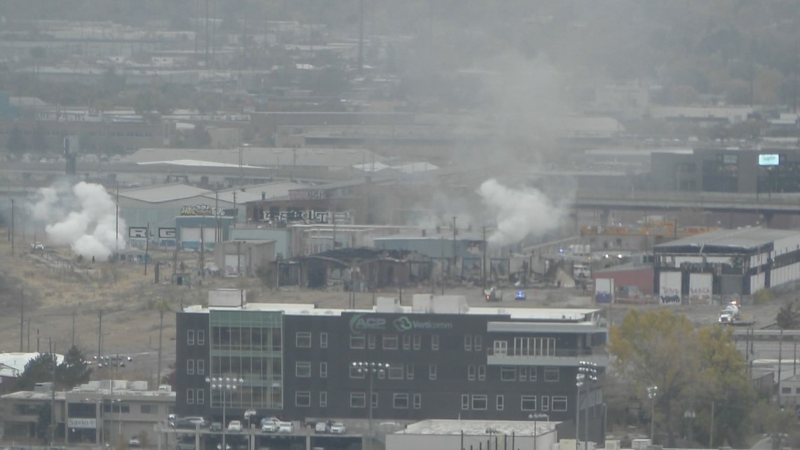 Fire burning in commercial building near Denver rail yard | 9news.com