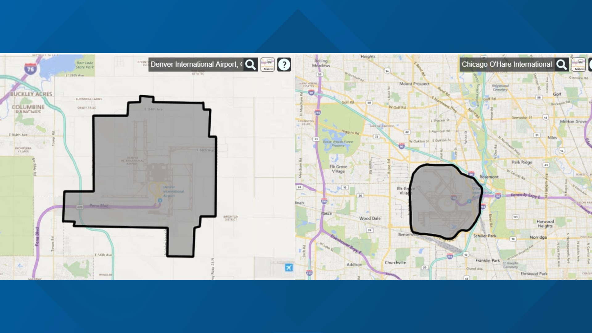 DIA is bigger than multiple major cities, all but 1 other airport ...