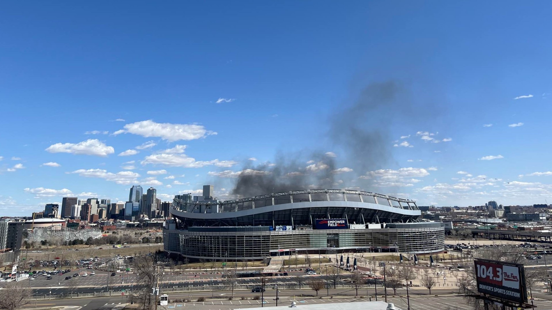Smoke from fire visible at Broncos stadium | 9news.com