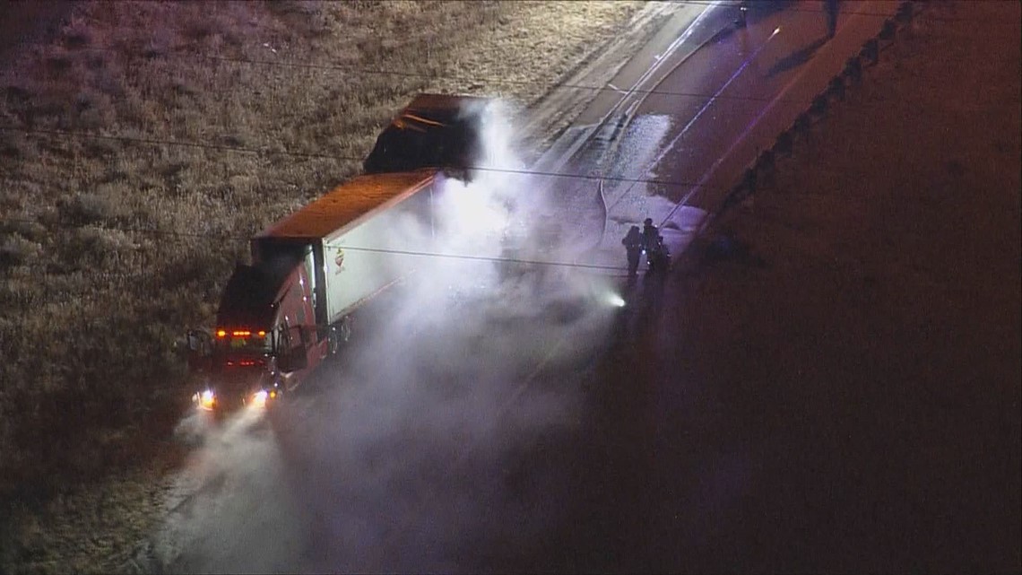 Potato-filled semi truck catches fire in Colorado | 9news.com