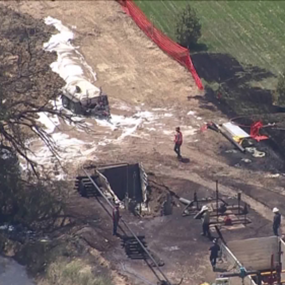 Crews extinguish gas fire off Hwy. 60 in Johnstown | 9news.com