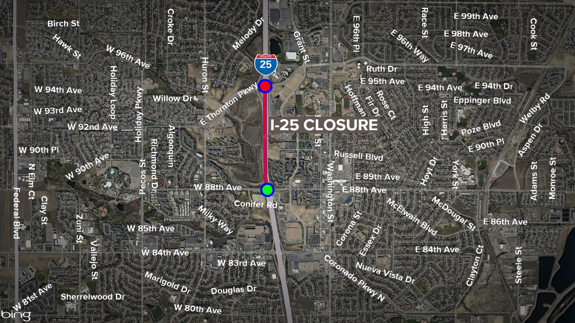 Interstate 25 closed for shooting involving Thornton officer | 9news.com