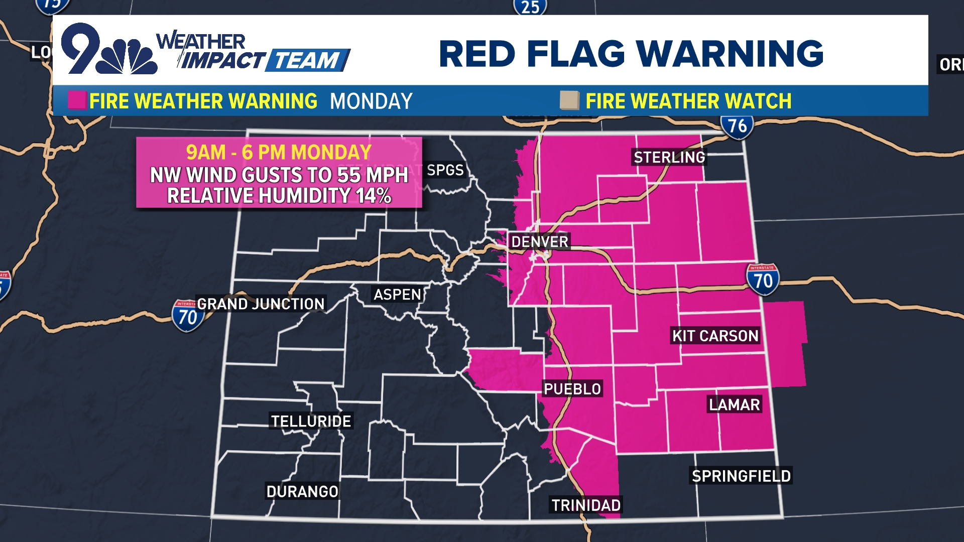 Wind gust reports from across Colorado as Red Flag Warning in effect ...