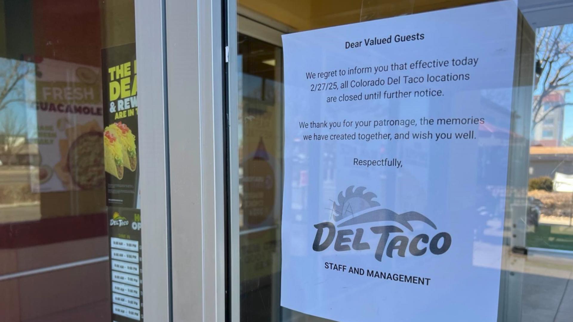 Del Taco abruptly closes 18 restaurant locations in Colorado | 9news.com