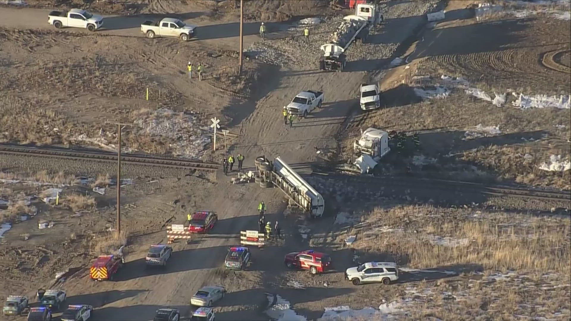 Semitruck, train crash between Bennett and Aurora | 9news.com