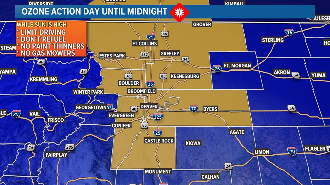 Ozone alert tonight; cooler Wednesday with storms | 9news.com