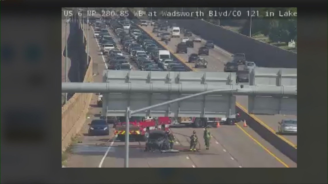 Burned car causes backup on US 6 near Wadsworth | 9news.com