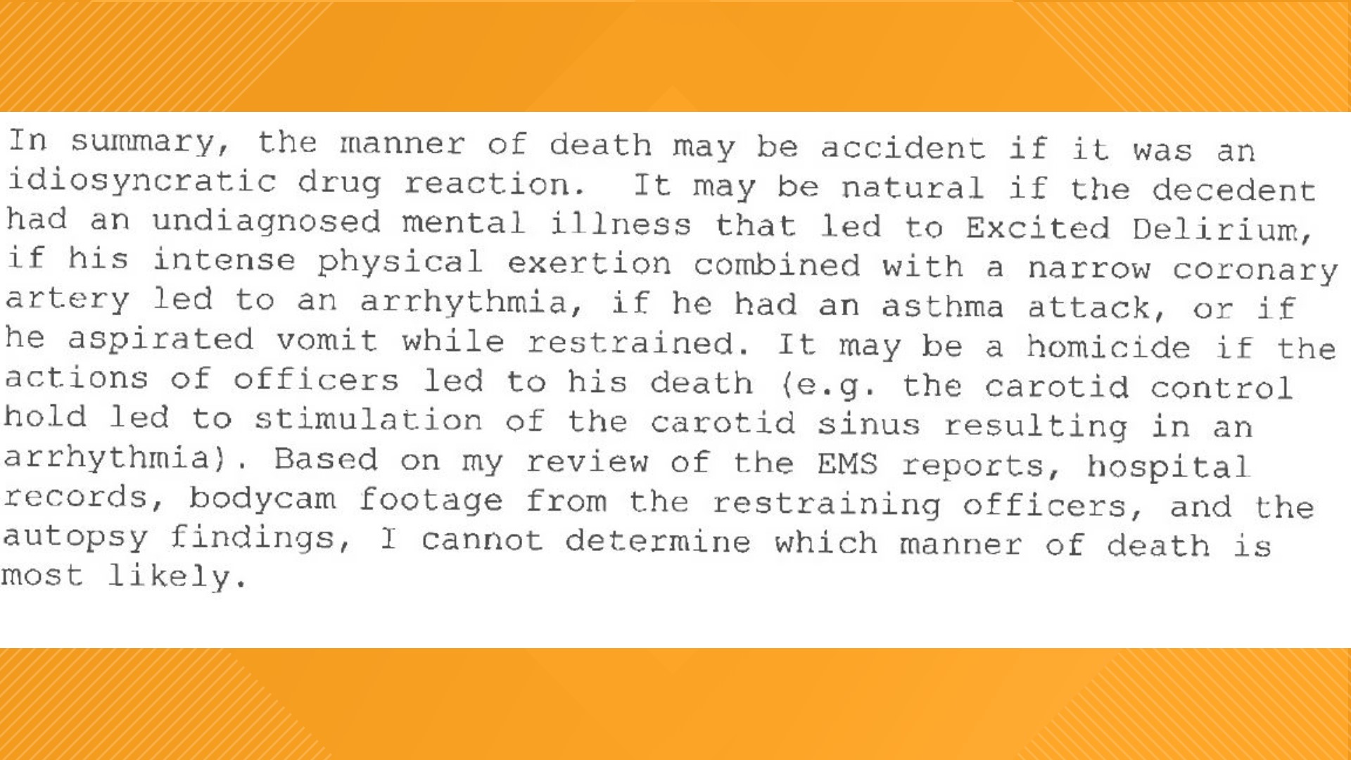 National coroners group drops support of 'excited delirium' | 9news.com