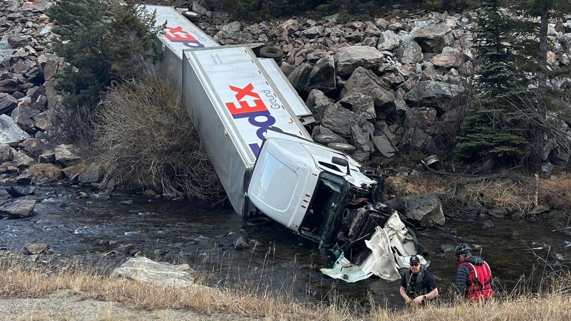 FedEx truck crash causes long delays on I-70 near Idaho Springs | 9news.com