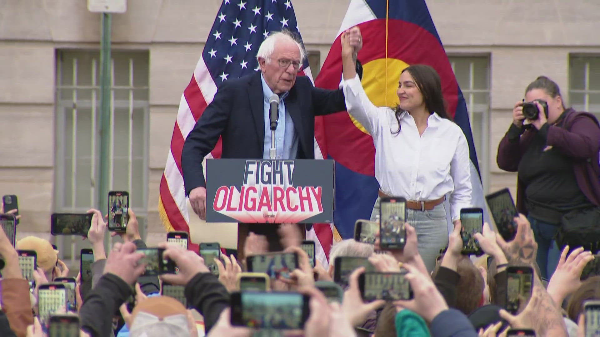 AOC, Bernie Sanders in Colorado for 'Fighting Oligarchy' rallies | 9news.com