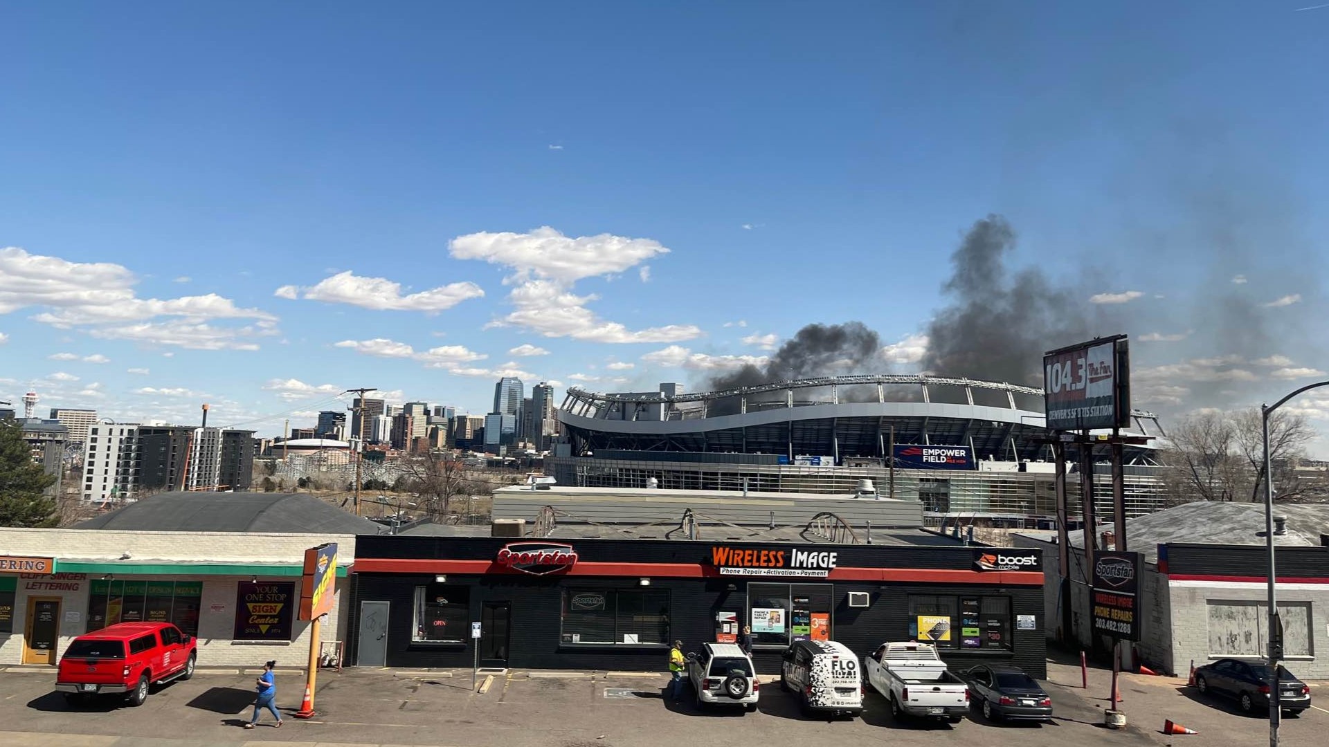 Smoke from fire visible at Broncos stadium | 9news.com