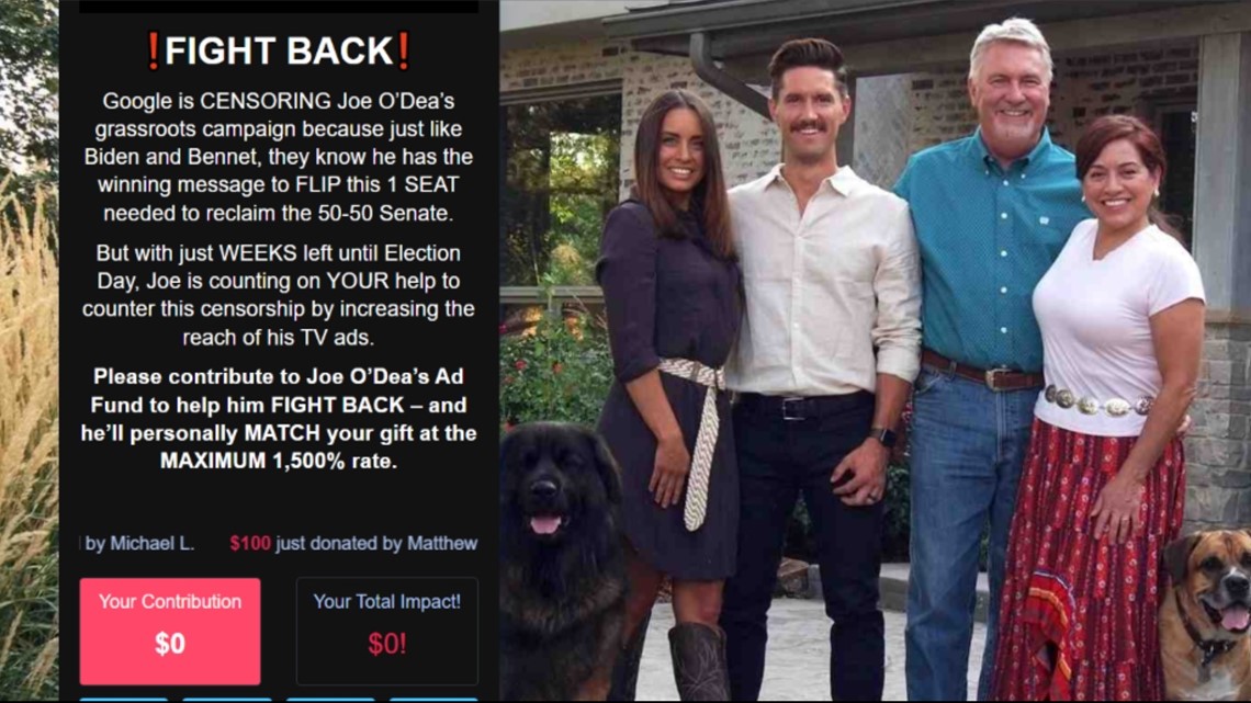 O'Dea echoes Republican talking points on ad censorship | 9news.com