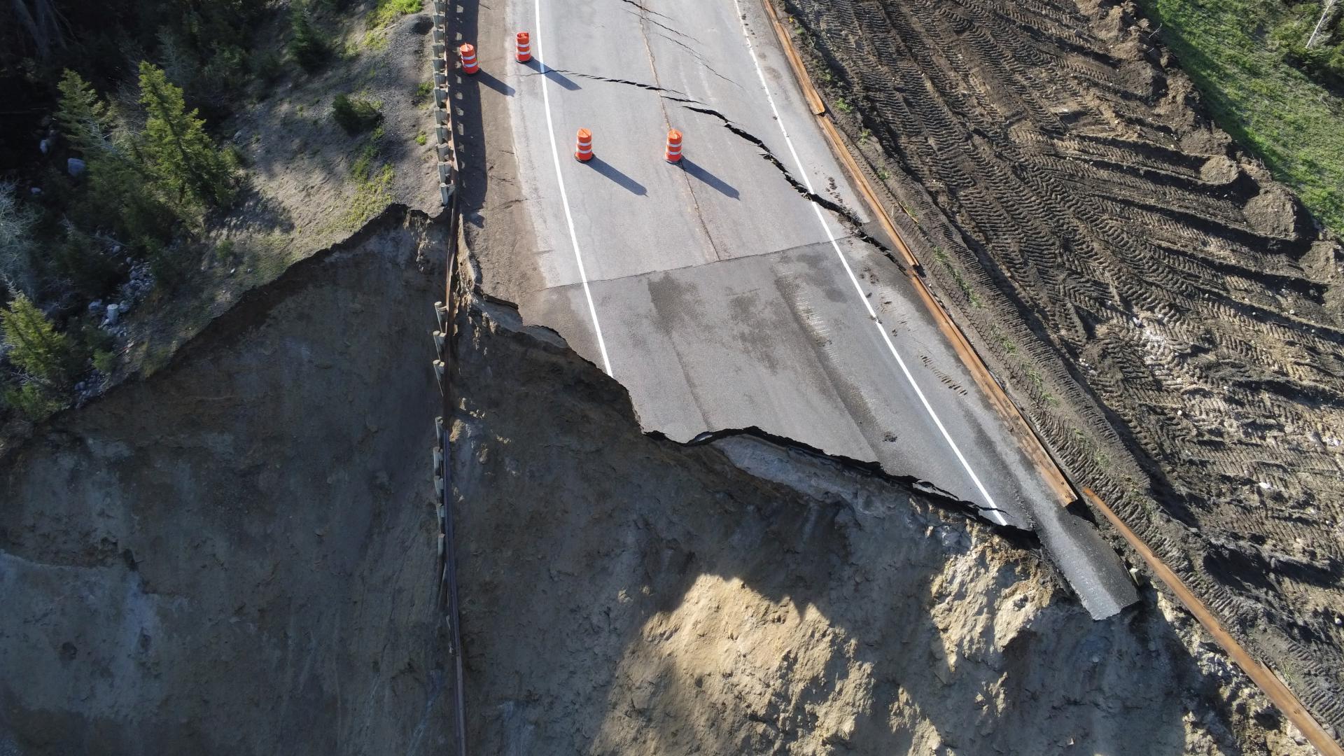 Wyoming highway collapse: Massive landslide at Teton Pass road | 9news.com
