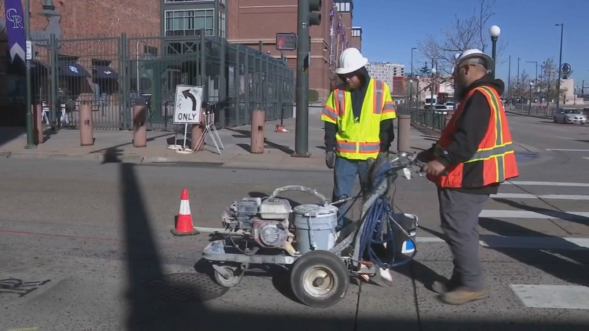 Purple stripe on Blake Street | 9news.com