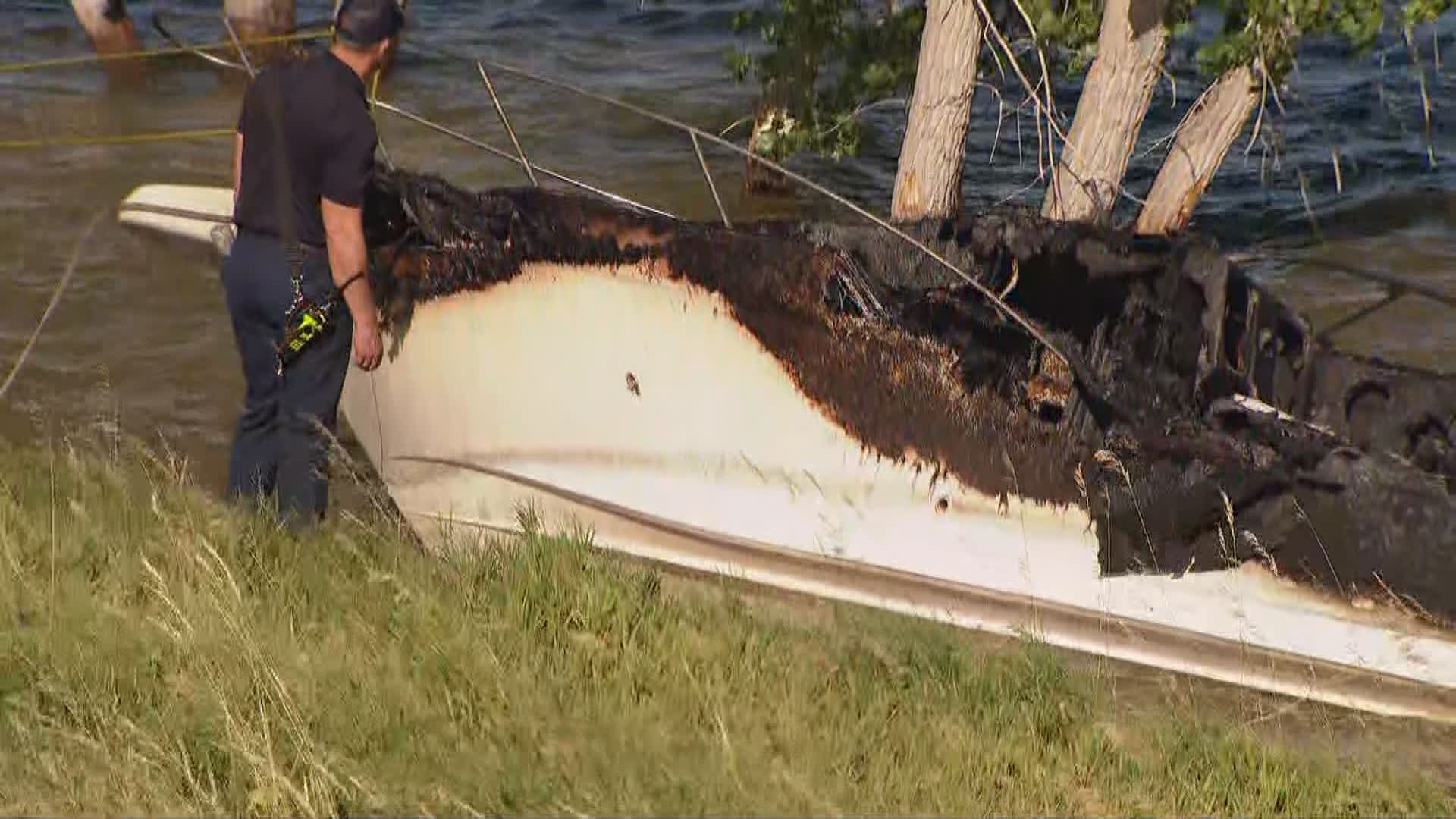Boat catches fire at Chatfield Reservoir | 9news.com
