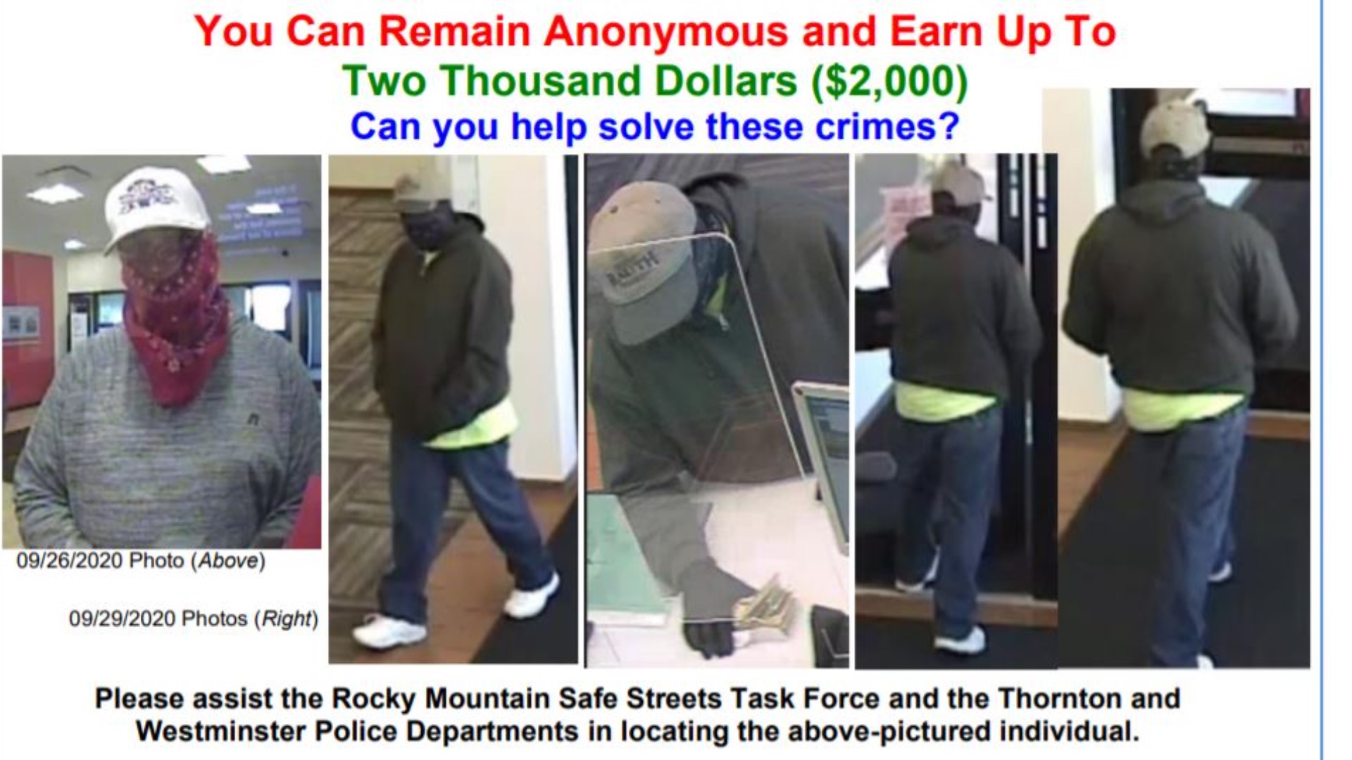 Masked man robs 2 Denver area banks in 3 days | 9news.com